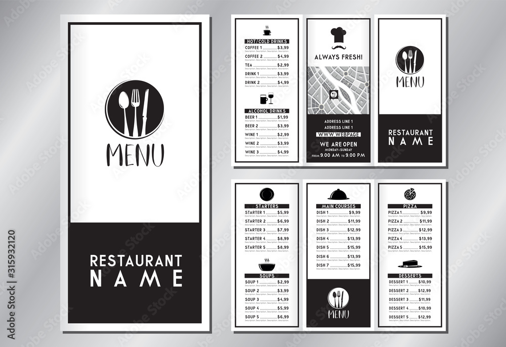 Vintage/ retro restaurant menu template - (starters, soups, main ...