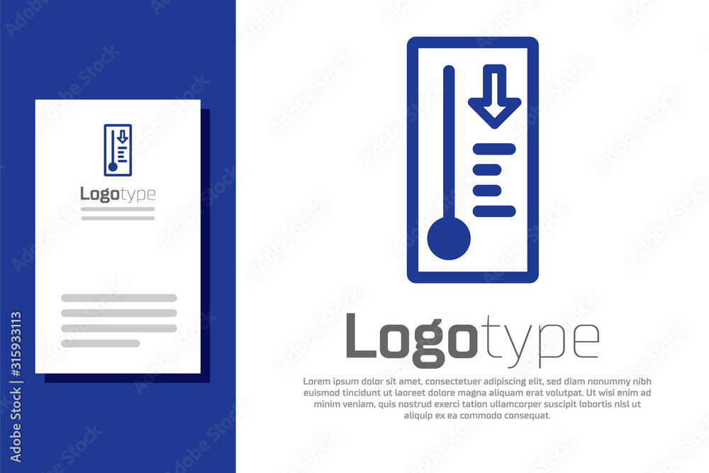 Blue Meteorology thermometer measuring heat and cold icon isolated on ...