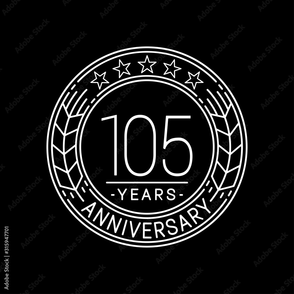 105 years anniversary logo template. 105th line art vector and ...