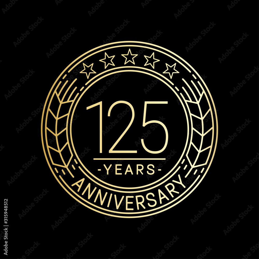 125 years anniversary logo template. 125th line art vector and ...