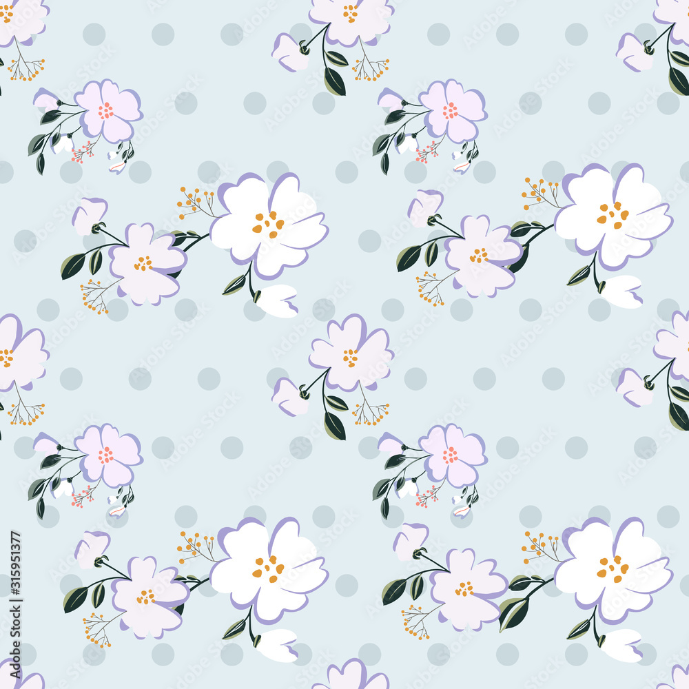 Fashionable cute pattern in nativel flowers. Floral seamless background ...