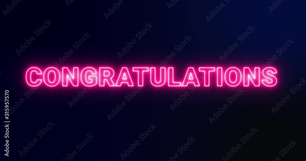 Animated Pink Neon Congratulations Sign Stock Video | Adobe Stock
