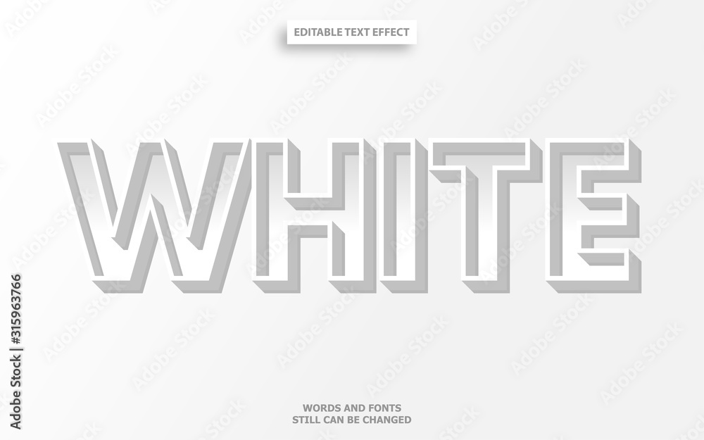 3d white editable font effect Stock Vector | Adobe Stock