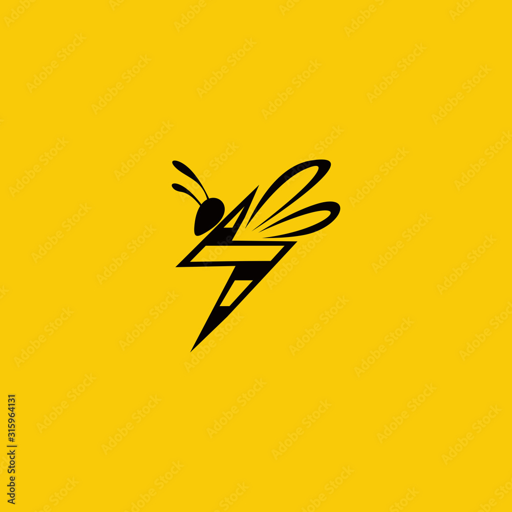 logo power bee, electric bee vector for download Stock Vector | Adobe Stock