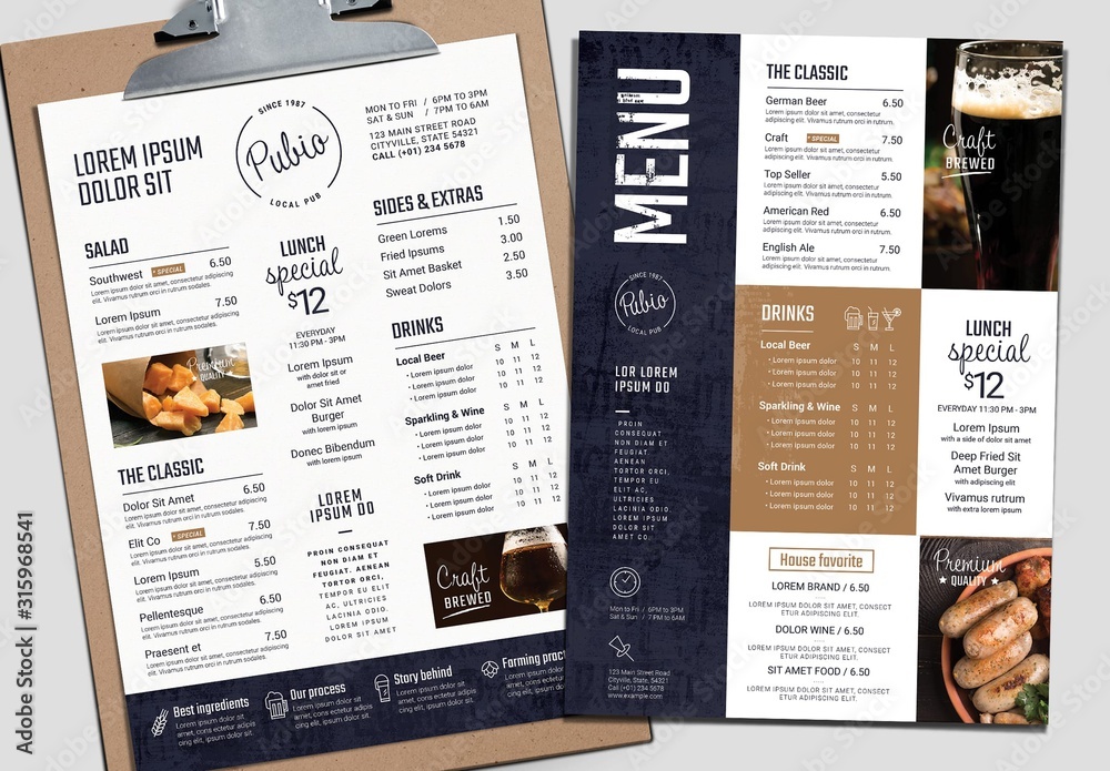 Bar Menu Design Ideas