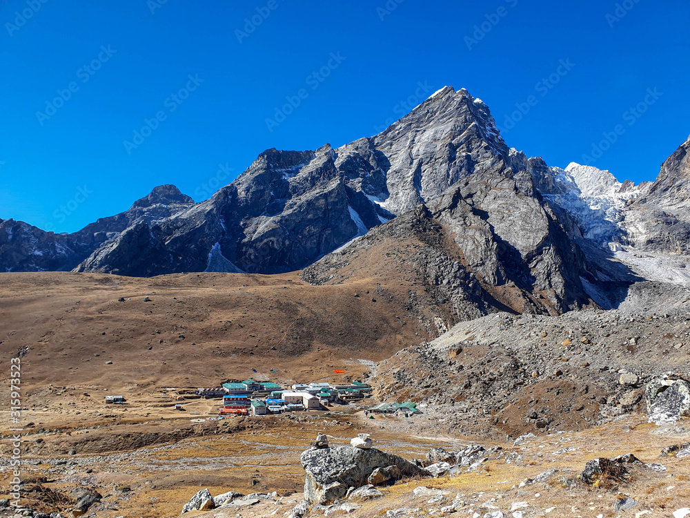 Lobuche village. Everest base camp trek: from Dzongla to Lobuche ...
