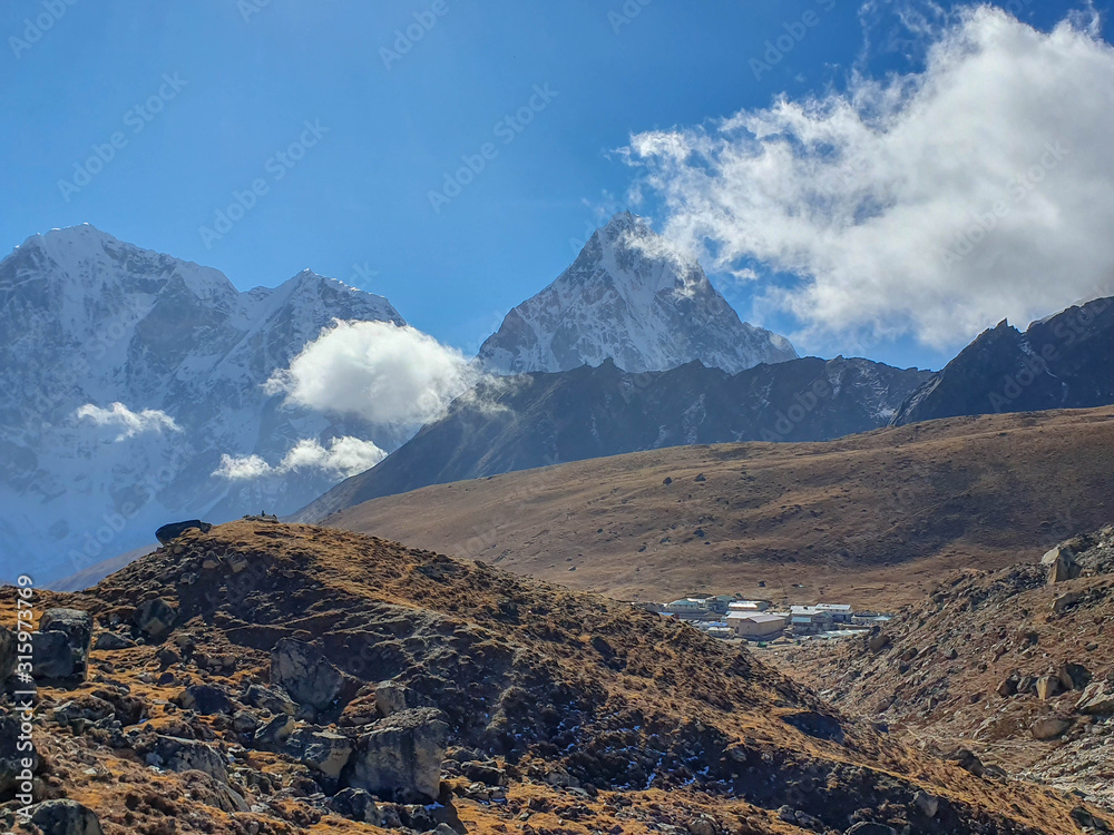 Lobuche village. Everest base camp trek: from Dzongla to Lobuche ...