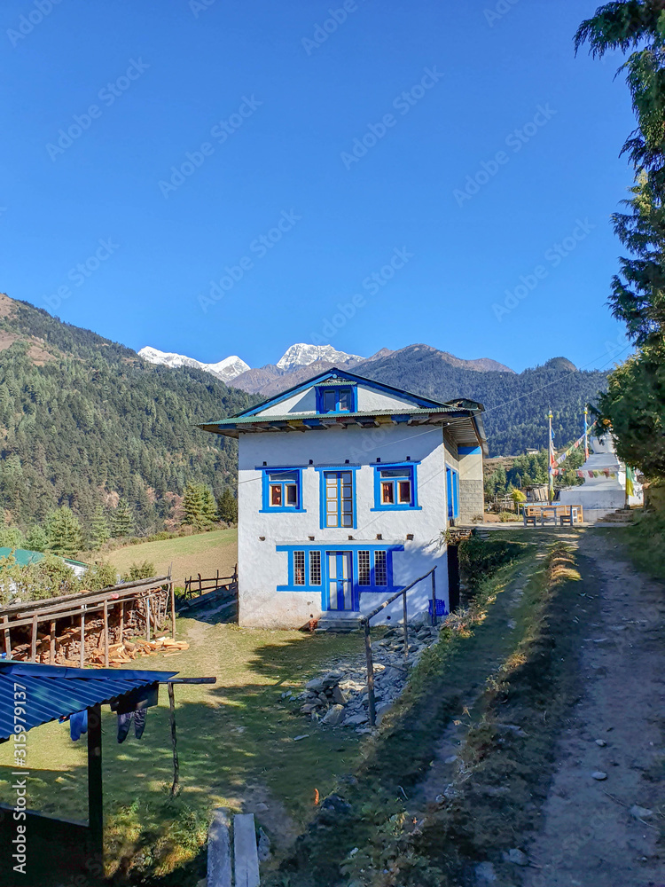 Local lodges on the trek. Everest base camp trek: from Taksindu to Salleri. Himalayas, Nepal ...