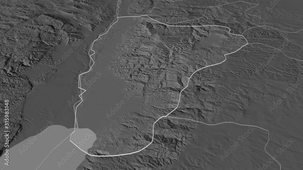 Balqa, province with its capital, zoomed and extruded on the bilevel ...