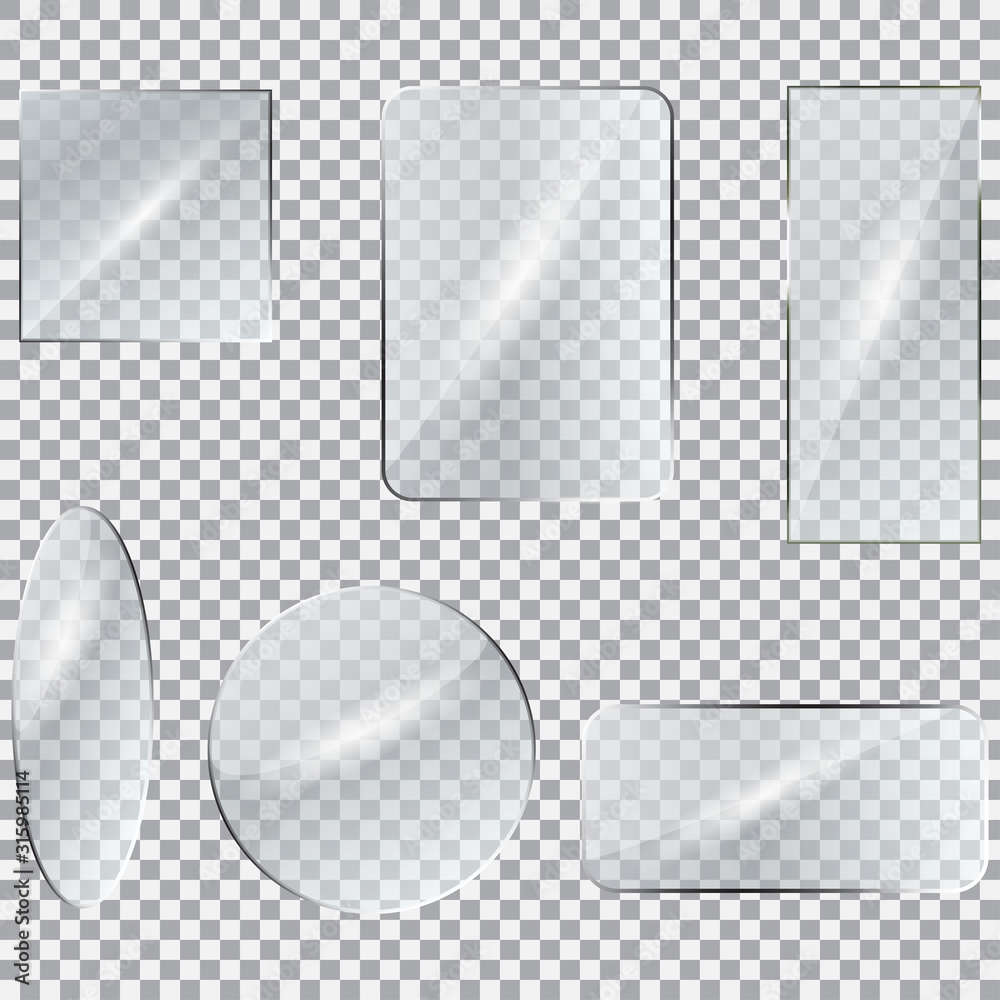 Glass blank banners. Rectangle circle glass texture window plastic ...