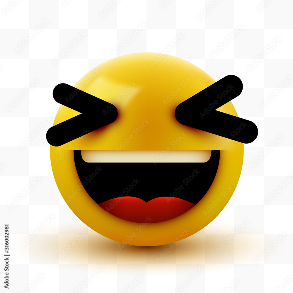 3D smiling ball sign Emoticon Icon Design for Social Network. Grinning ...