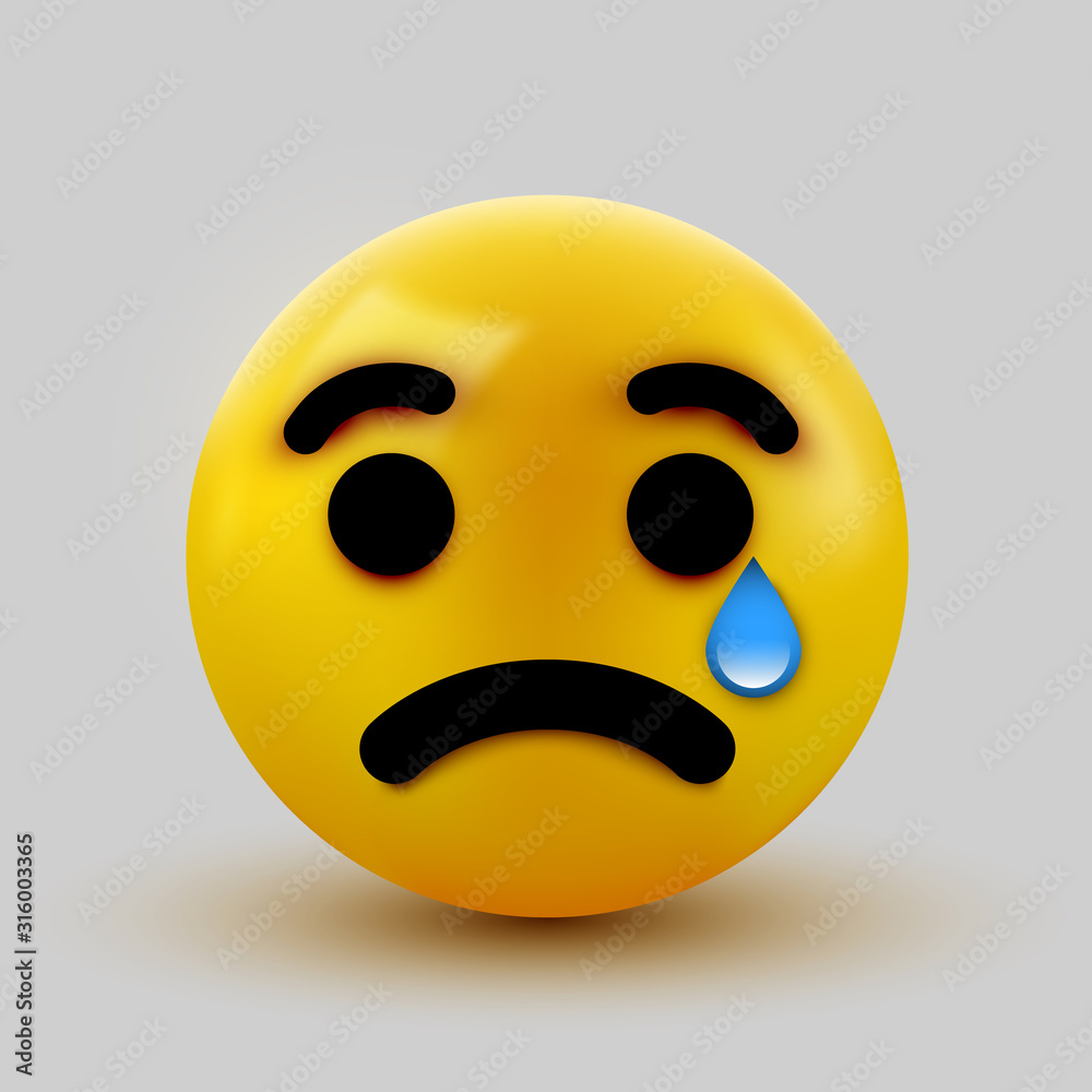 Crying sad emoticon, emoji, smiley. Social network concept. Stock ...