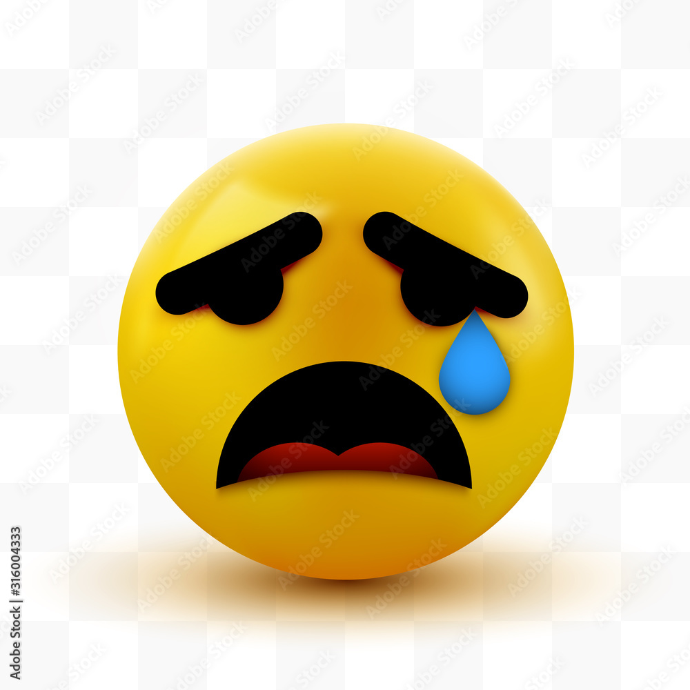 Crying sad emoticon, emoji, smiley. Social network concept. Stock ...