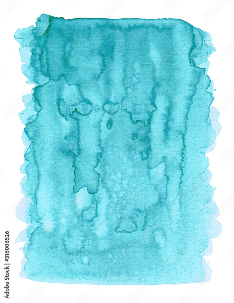 Blue watery illustration.Abstract watercolor hand drawn image.Wet ...