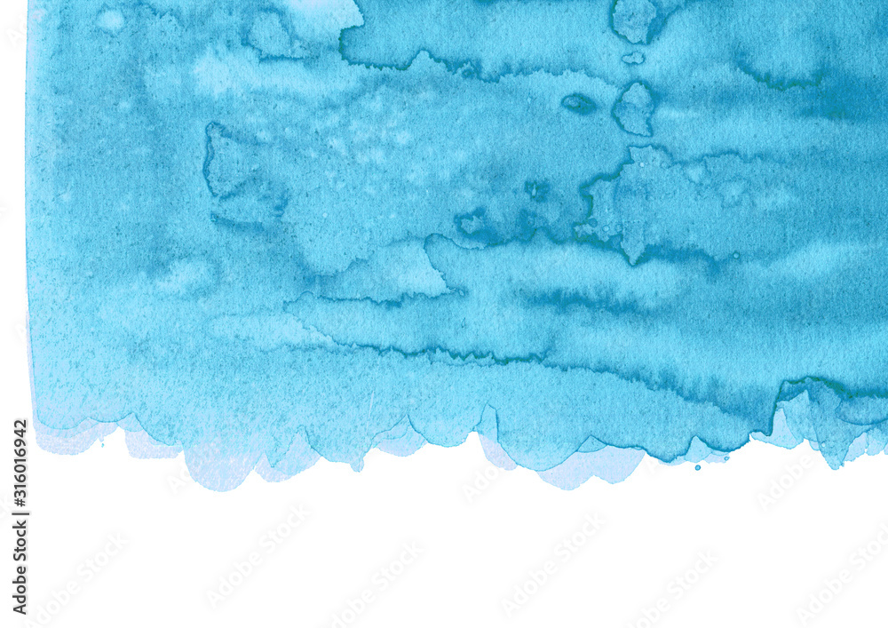 Abstract blue watery frame.Aquatic backdrop.Ink drawing.Watercolor hand ...