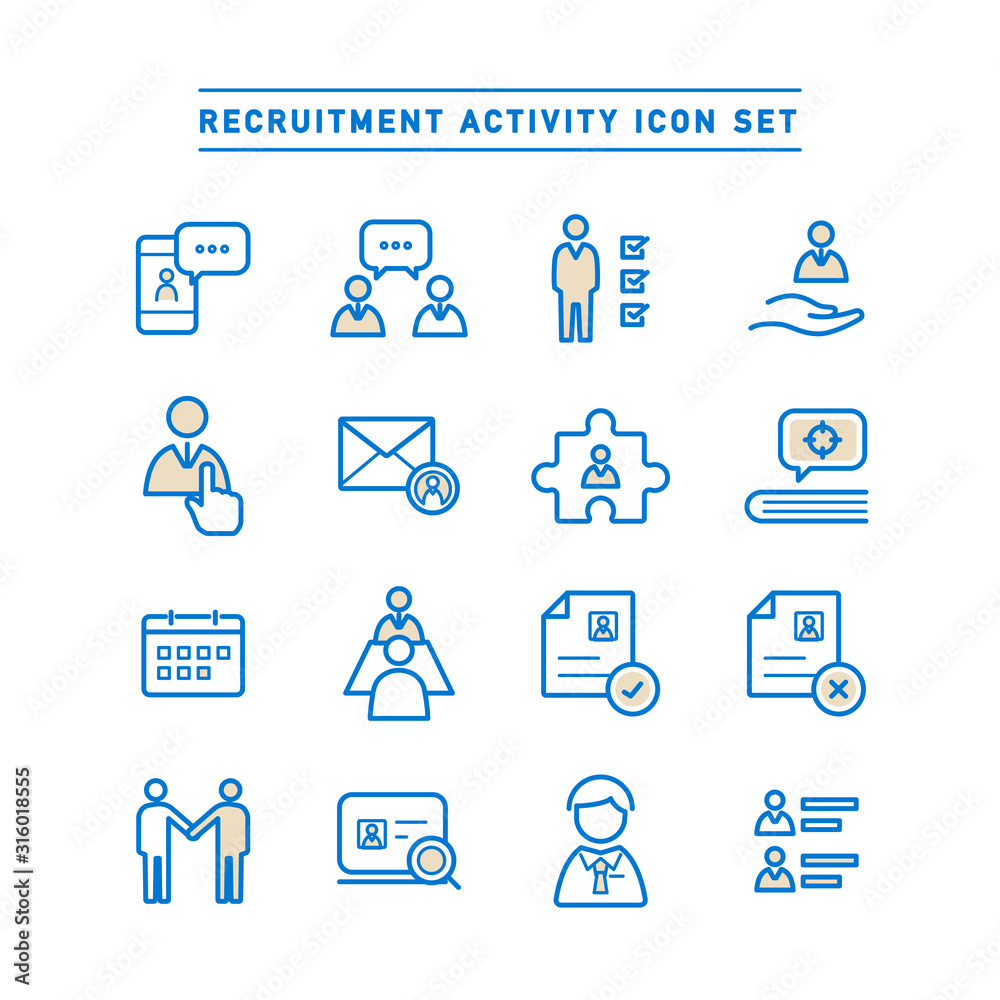 RECRUITMENT ACTIVITY ICON SET Stock Vector | Adobe Stock