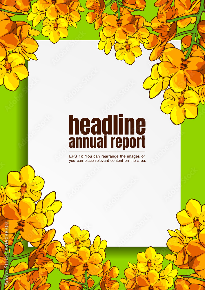 Vector illustration of a realistic flower and paper background, flyer ...