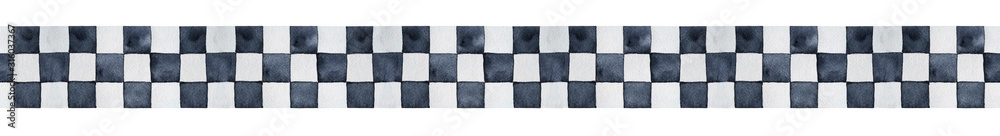 Seamless repeatable pattern of black and white checkered border. Symbol ...