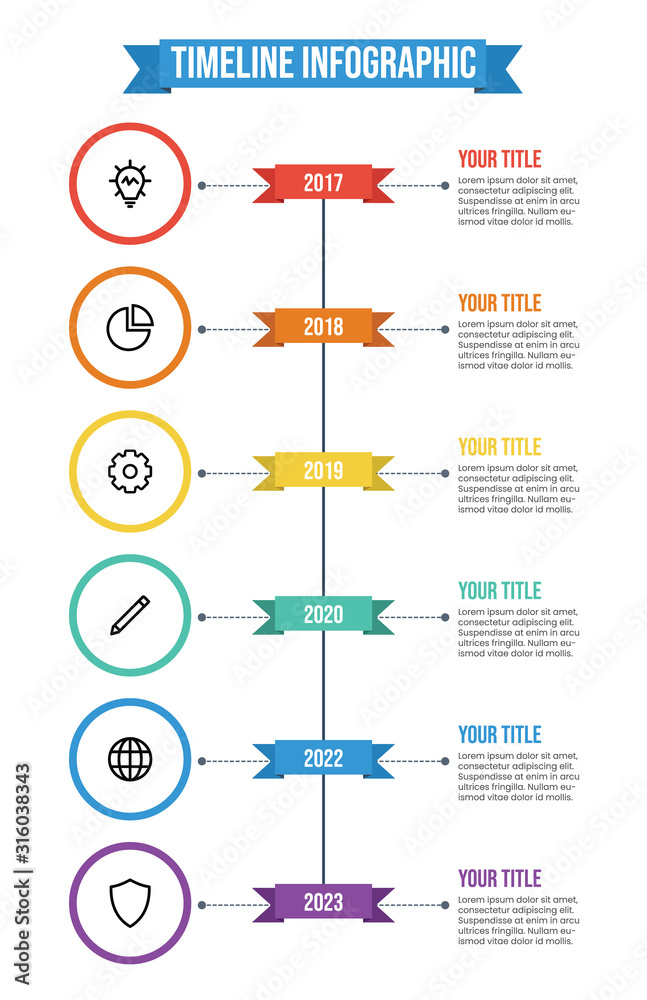 Data visualization, vertical timeline infographic template vector with ...