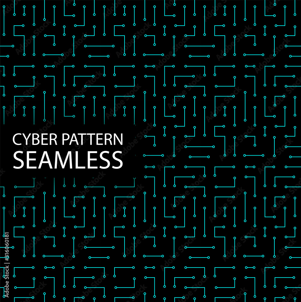 Seamless cyber pattern. Circuit board texture. Digital high tech style vector background Stock ...