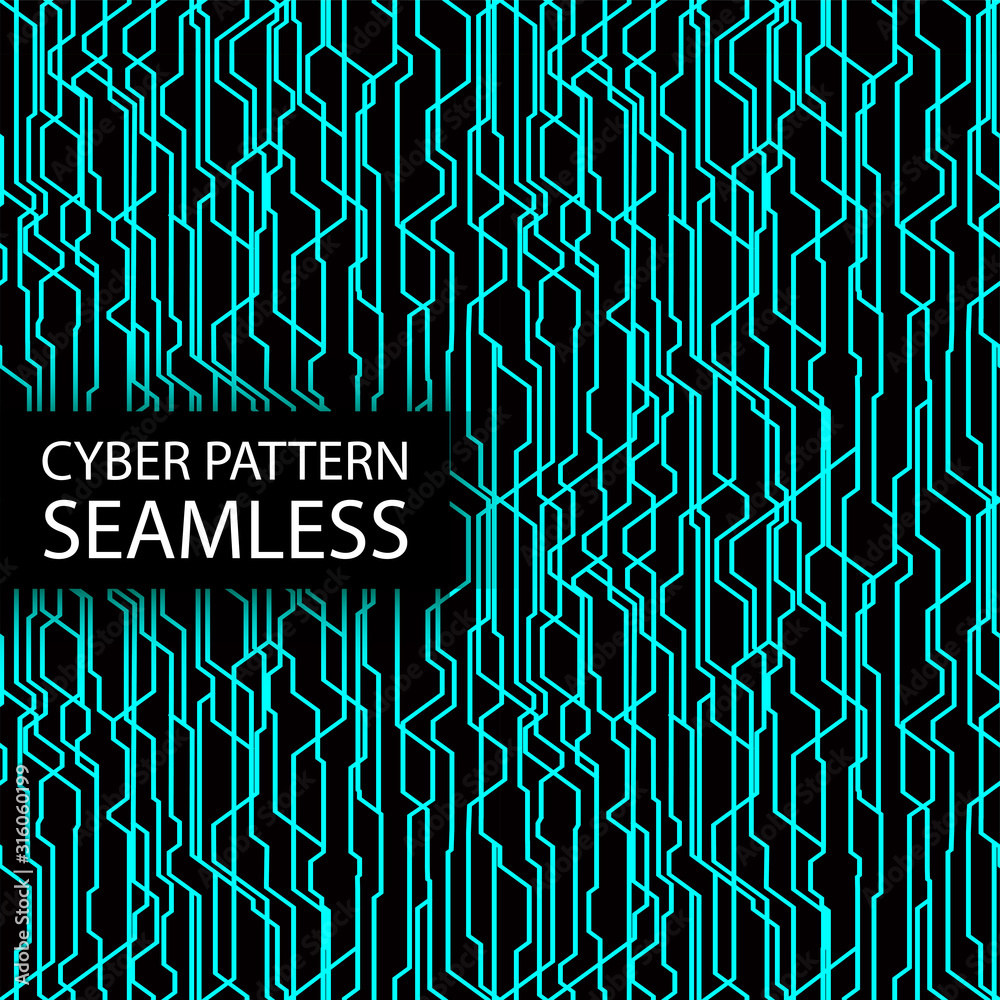 Seamless cyber pattern. Circuit board texture. Digital high tech style vector background Stock ...