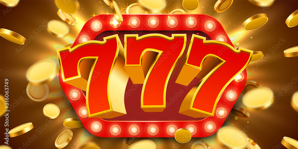 Jackpot 777 sign with gold realistic 3d coins background. Stock Vector ...