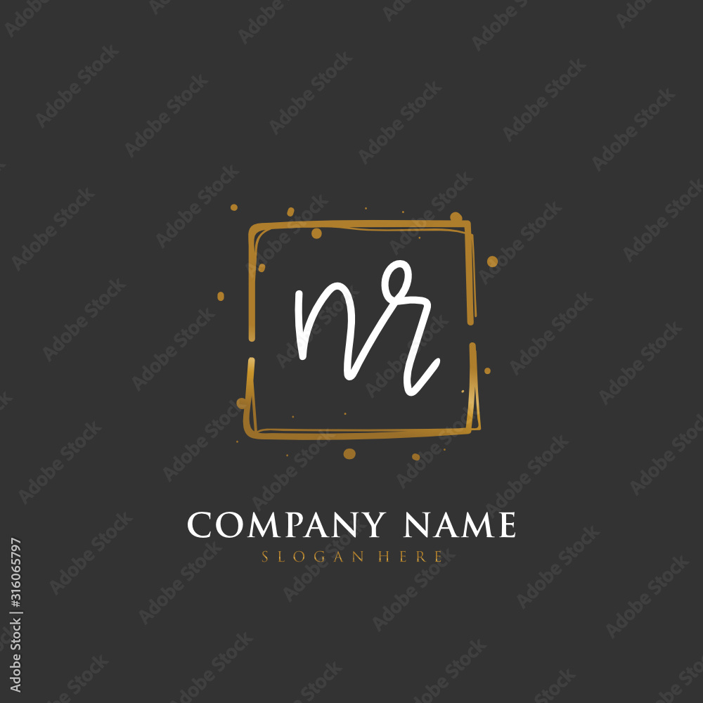 Handwritten initial letter N R NR for identity and logo. Vector logo ...