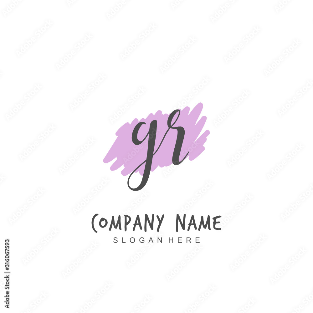 Handwritten initial letter G R GR for identity and logo. Vector logo ...