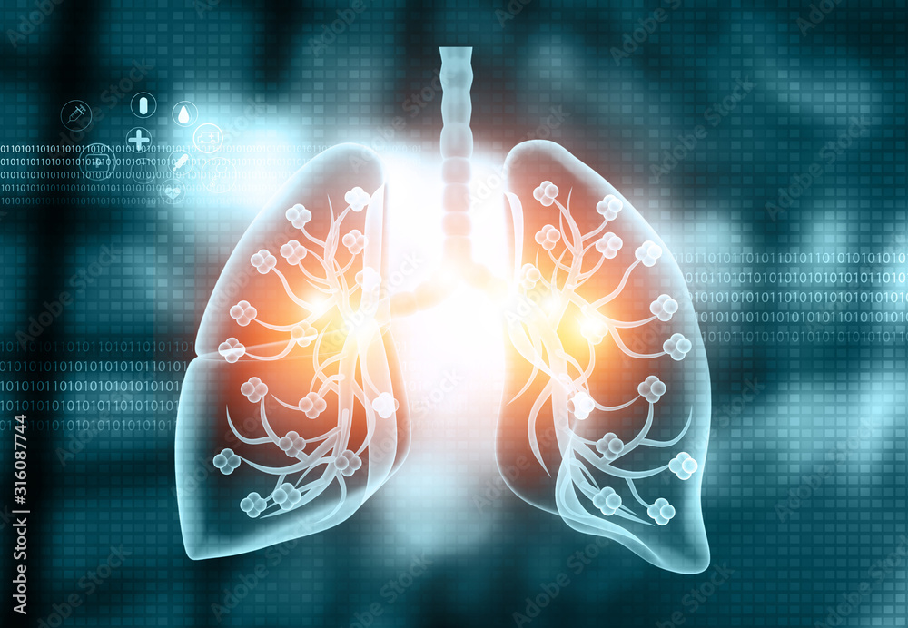 Beautiful human lungs anatomy on science background. 3d illustration ...