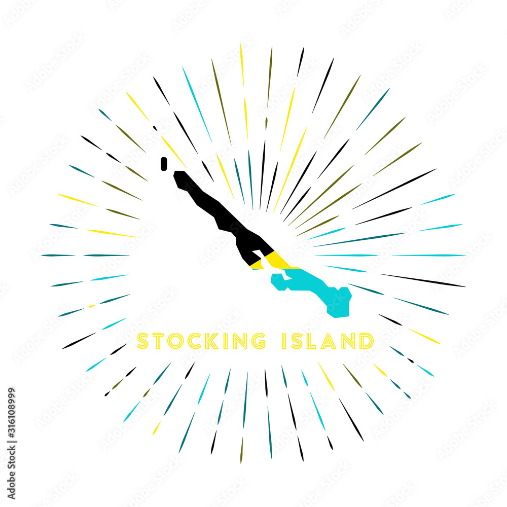 Stocking Island sunburst badge. The island sign with map of Stocking ...