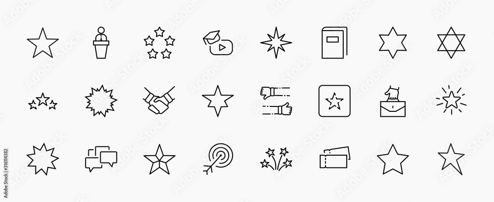 Vetor do Stock: Set of Stars Vector Line Icons. Contains such Icons as ...