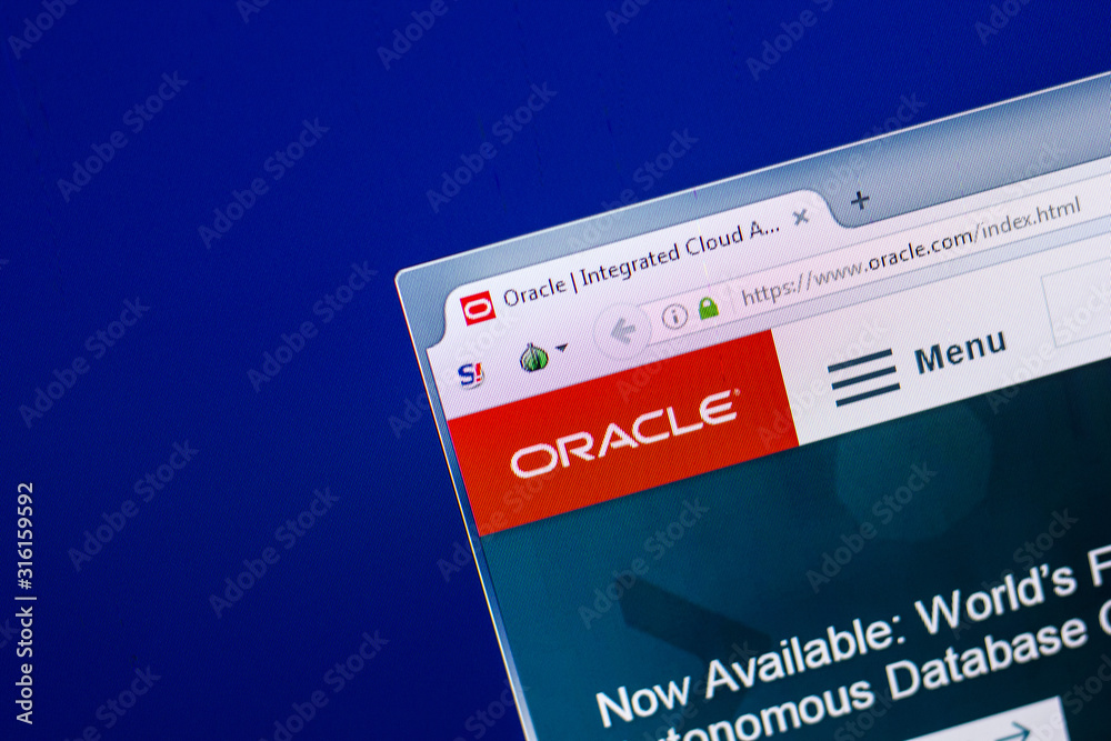 Ryazan, Russia - April 29, 2018: Homepage of Oracle website on the ...