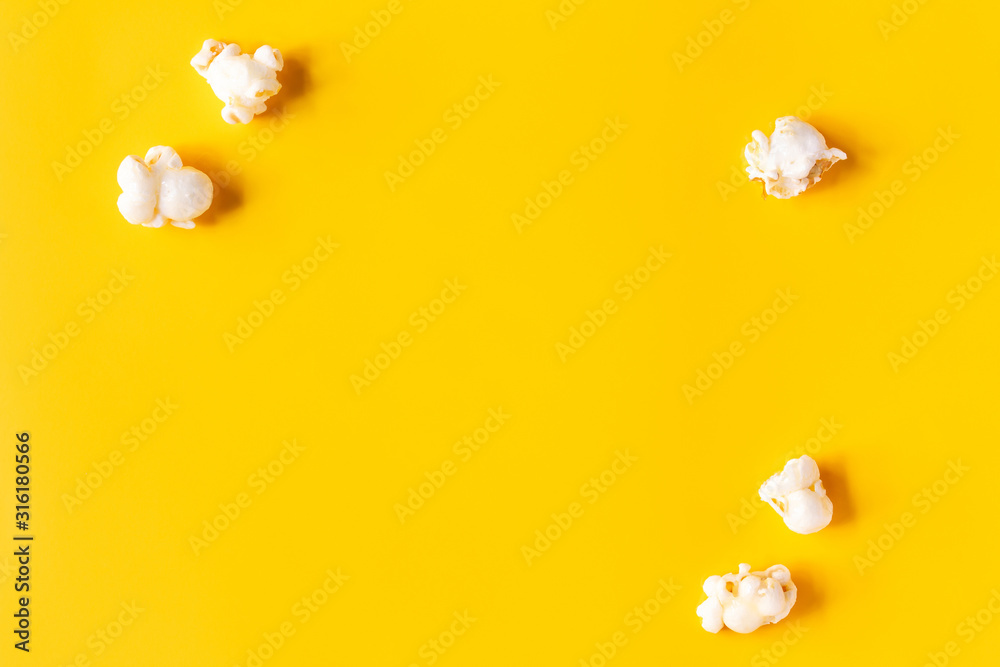 popcorn blast top view cinema box with corn bucket on yellow isolated ...