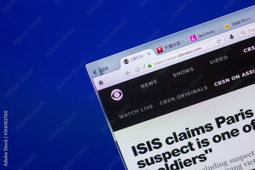 Fotka „Ryazan, Russia - May 13, 2018: CBSnews website on the display of ...