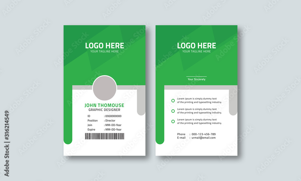 Corporate green id card template layout Stock Vector | Adobe Stock