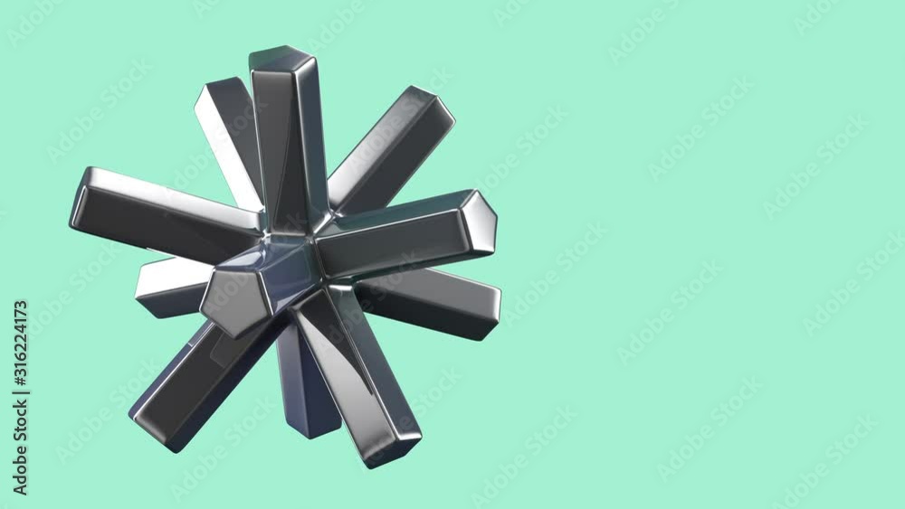 Vidéo Stock Beautiful metal 3D shape rotating looped on light-mint ...