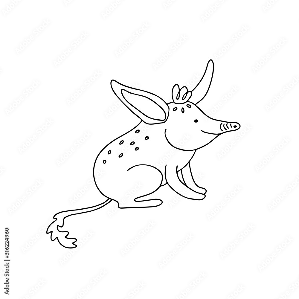 Hand drawn vector illustration of a cute little bilby in doodle style ...