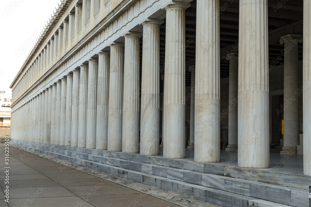 External view of Stoa of Attalos in Agora of Athens. Stoa of Attalos ...