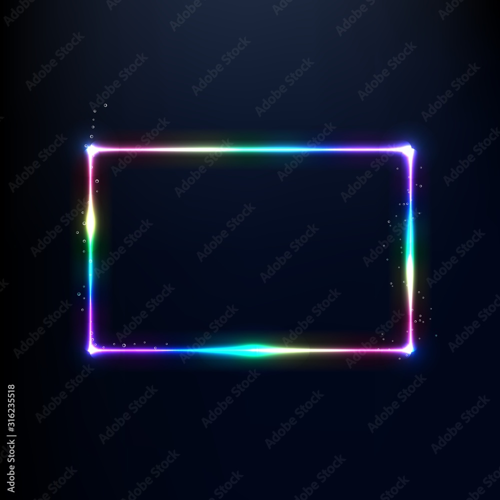 A neon rainbow rectangle is edged with sequins. Stock Vector | Adobe Stock