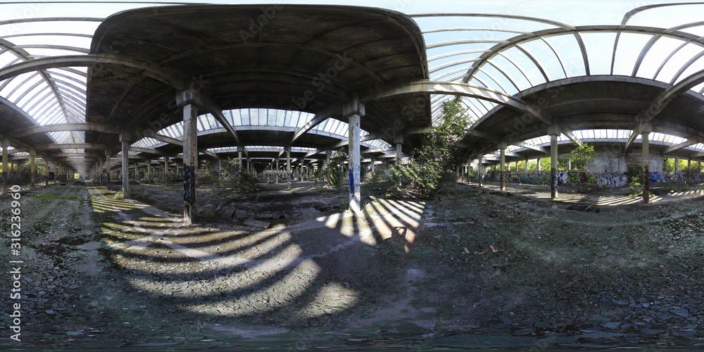 HDRI Panorama Abandoned Factory building Foto Stok | Adobe Stock