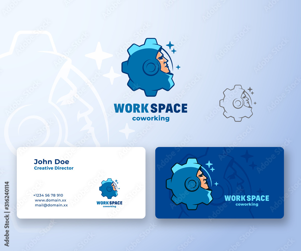 Work Space Coworking. Abstract Vector Logo and Business Card Template ...