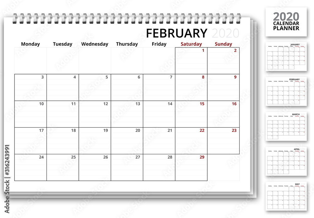 2020 Lined Calendar Planner Layout Stock Template | Adobe Stock