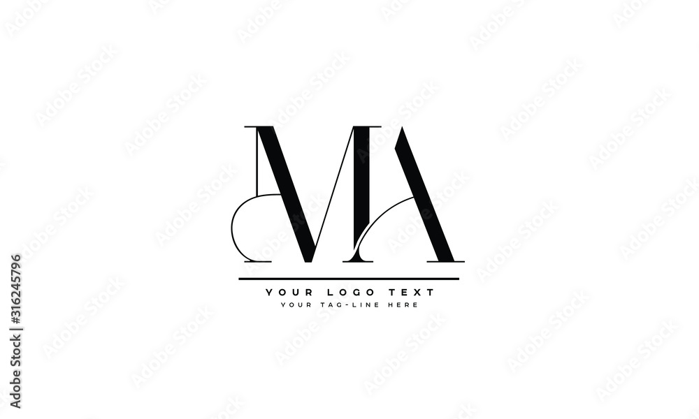 MA ,AM ,M ,A Letter Logo Design with Creative Modern Trendy Typography ...