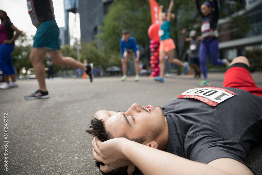 Marathon Finish Line Exhausted