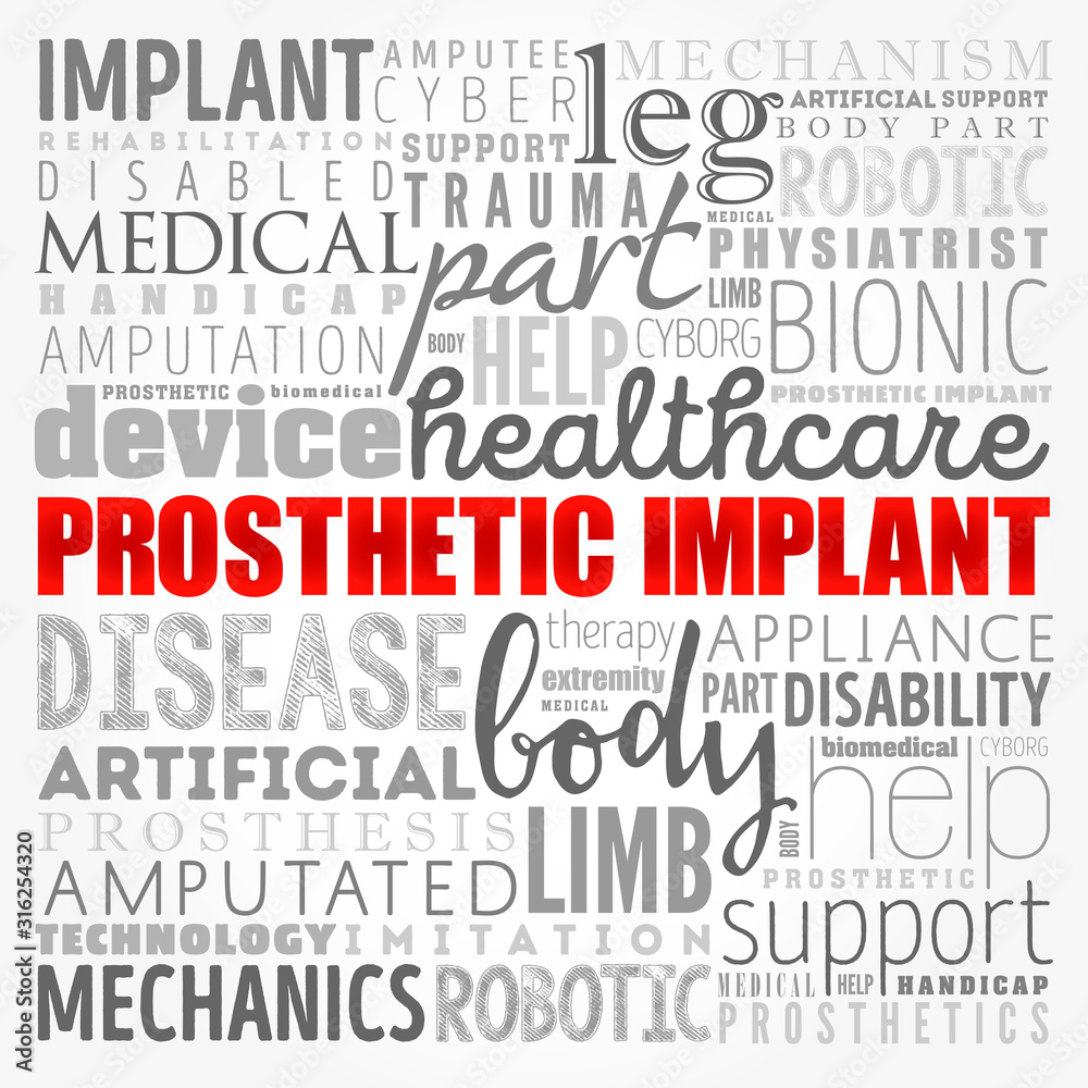 Prosthetic implant word cloud collage, medical concept background Stock ...