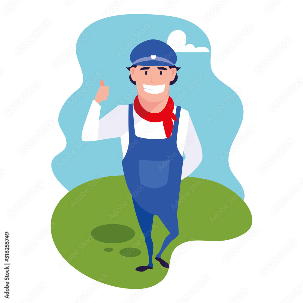 man train driver standing with background landscape Stock Vector ...