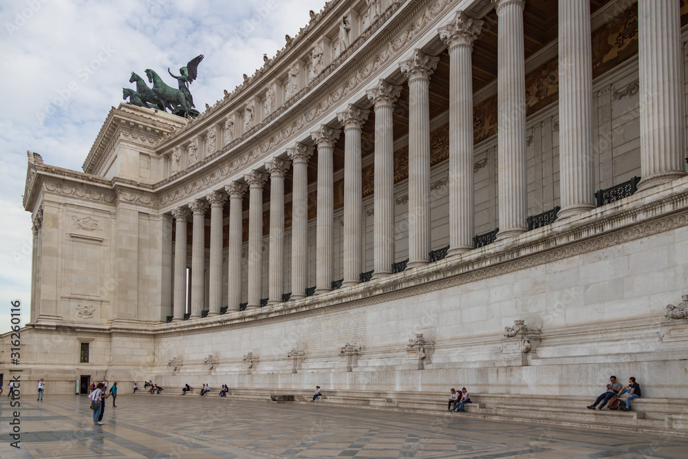 Portico with colonnade and Quadriga of Unity at Vittoriano, Rome Italy ...