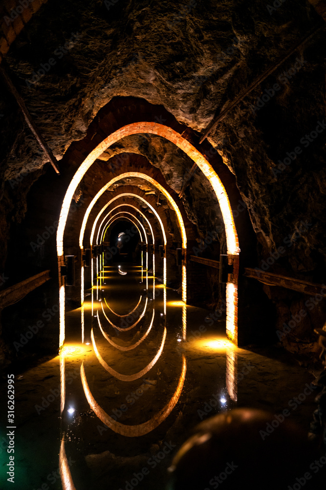Old coal mine adit in a coal mine in Krolowa Luiza, Zabrze, Poland ...