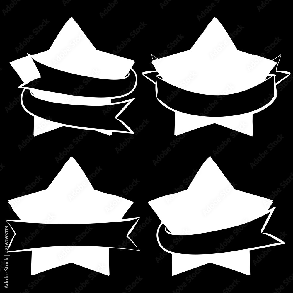 Chalk vector labels with stars. White Star wrapped in black tape ...