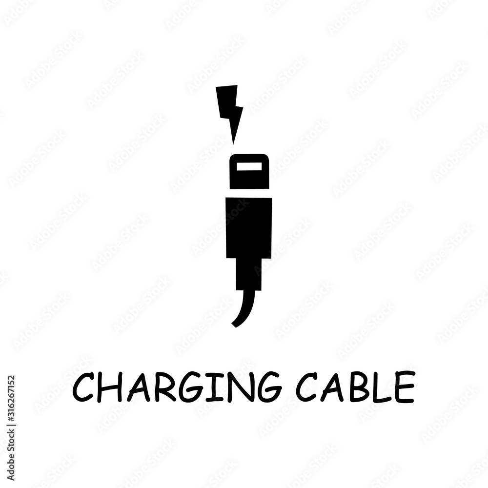 Charging Cable flat vector icon Stock Vector | Adobe Stock